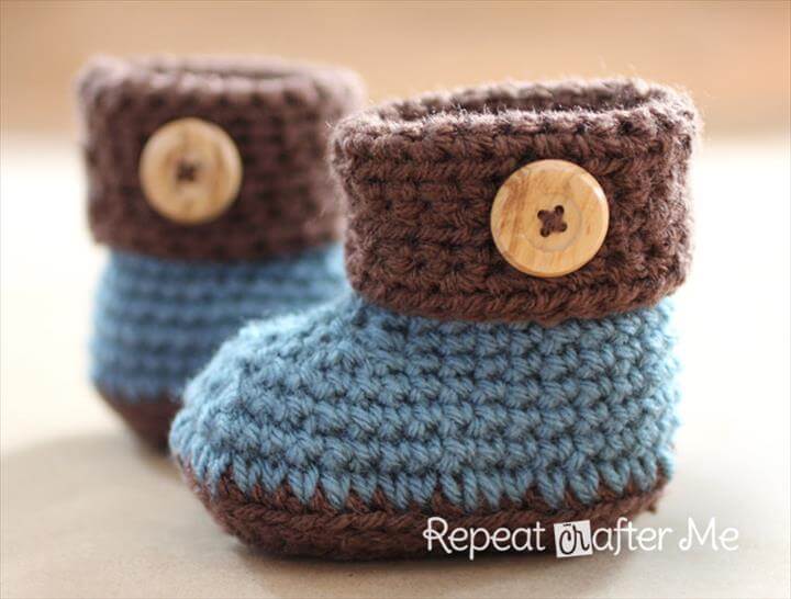 Easy Crochet Cuffed Baby Booties Pattern – 101 Crochet Patterns